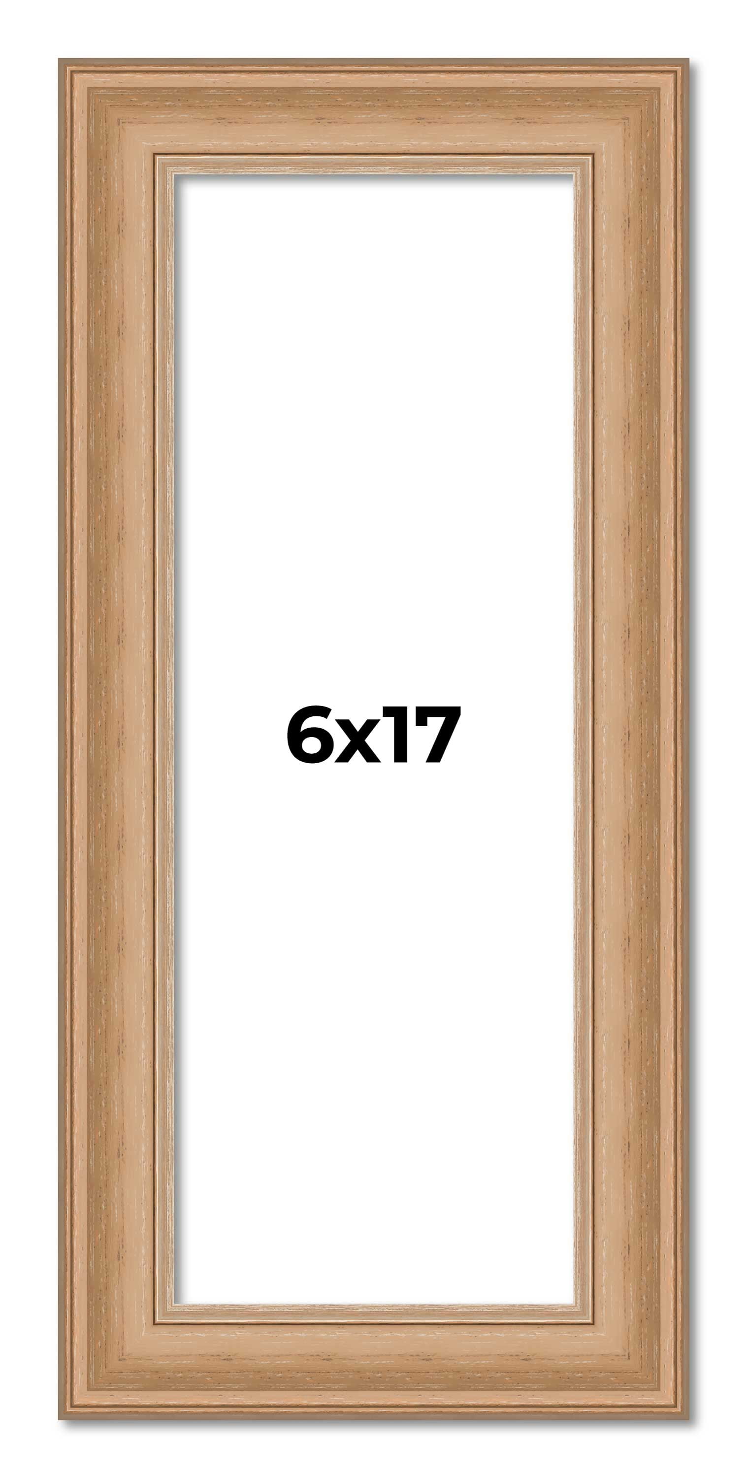6x17 Frame Charleston Honey Brown Solid Wood Picture Frame Width 1.75 ...