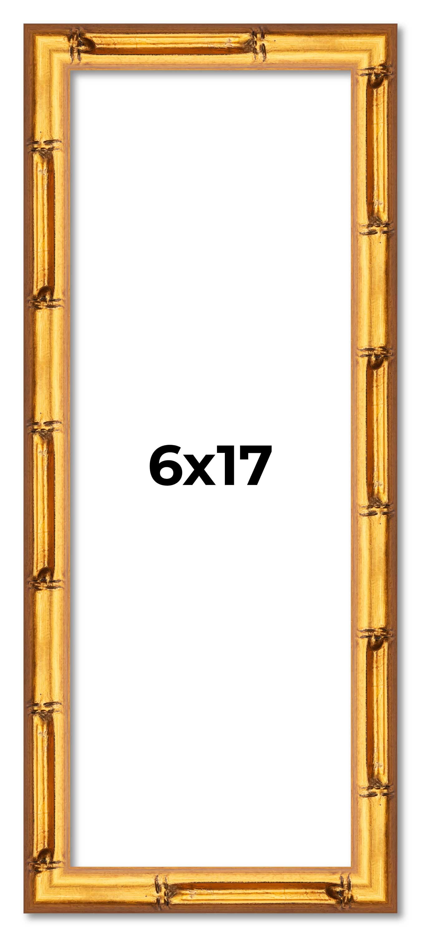 6x17 Frame Gold Bamboo Solid Wood Picture Frame | 1 Inch Moulding Width ...