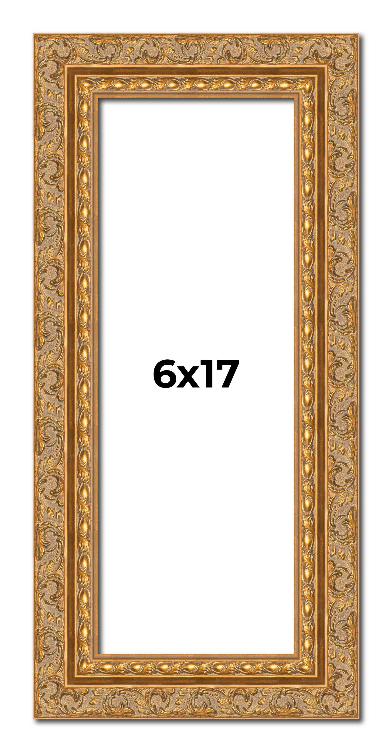 6x17 Frame Gold Ornate Solid Wood Picture Frame | 2 Inch Moulding Width ...
