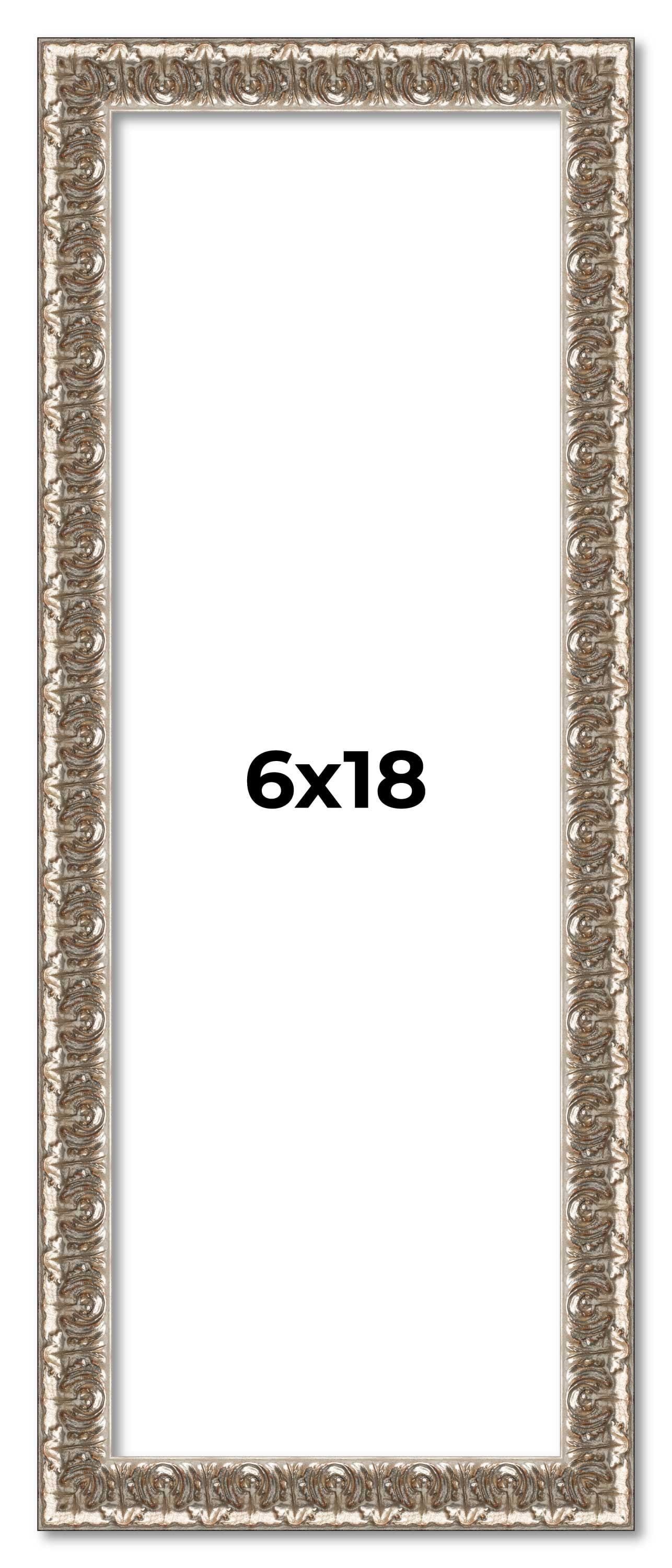 6x18 Frame Silver Versailles Ornate Solid Wood Picture Frame | 1 Inch ...