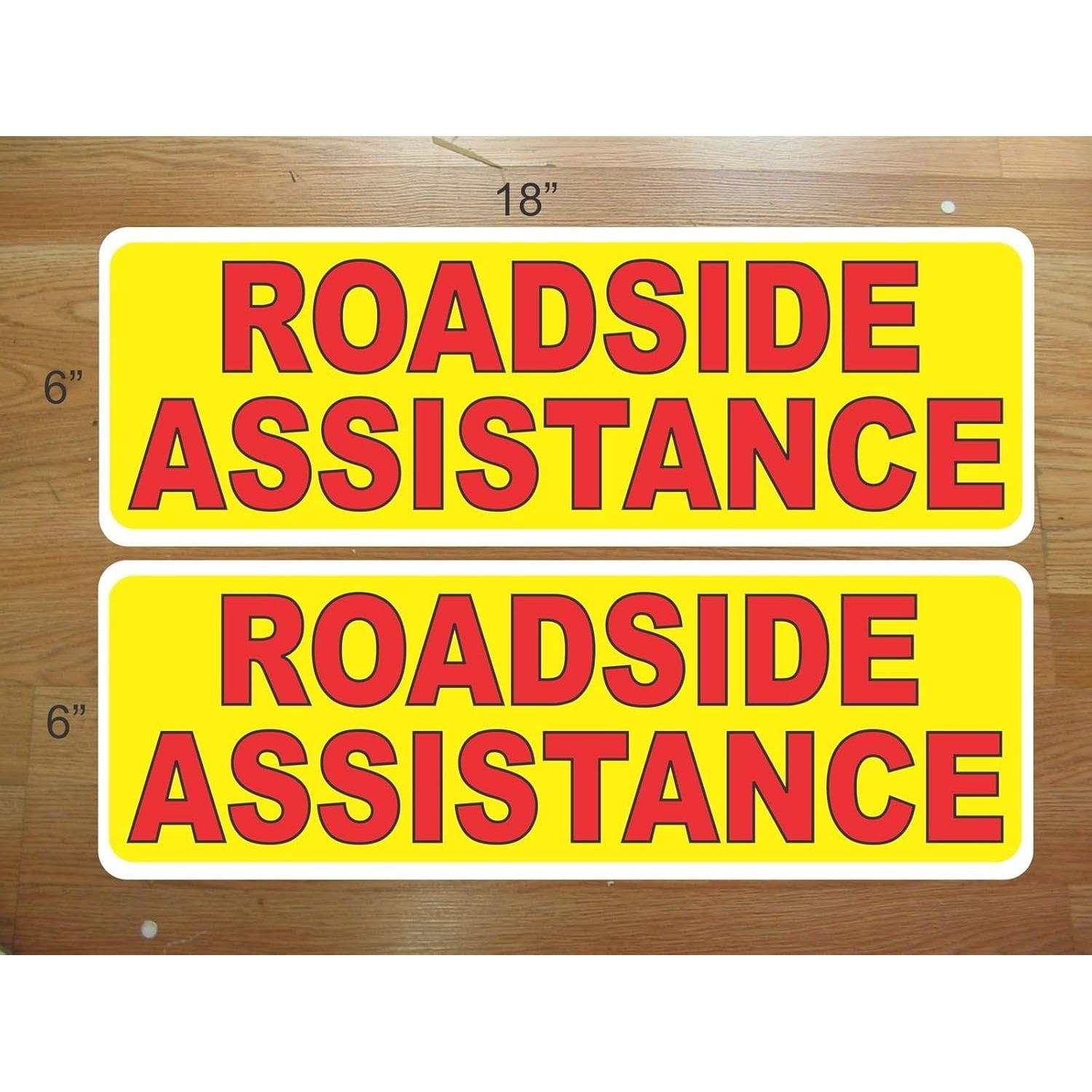 6x18 Roadside Assistance Magnetic signs to fit Car, Tow Truck, Van suv ...
