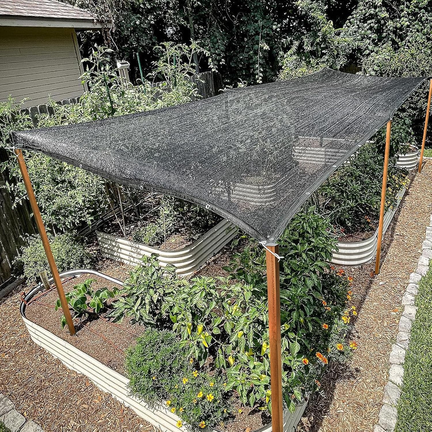 6x19 FT Shade Cloth with Brass Grommets 50% Shading Rate Mesh Shade ...