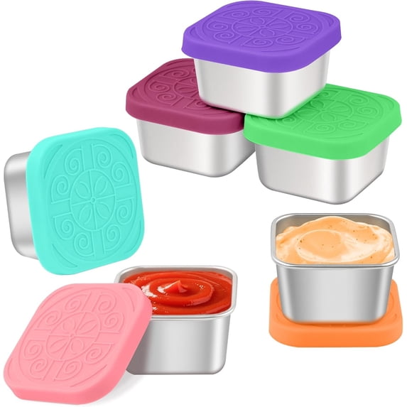 6x2.7oz Salad Dressing Container to Go, Leakproof Stainless Steel small ...