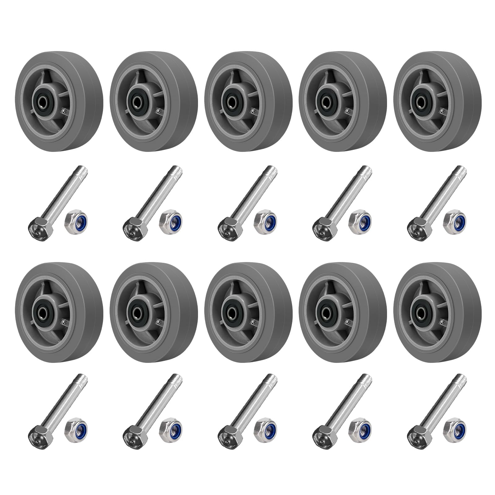 6x2 Inch Heavy Duty Caster Wheels, 1/2 Inch Bore Industrial Rubber ...