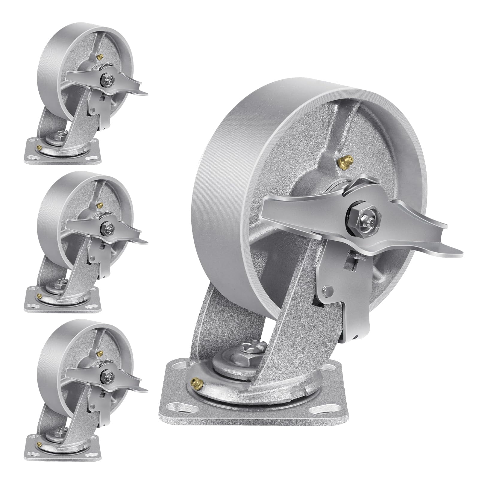 6x2 Inch Heavy Duty Industrial Caster Wheels, 4800 LBS Capacity Steel ...