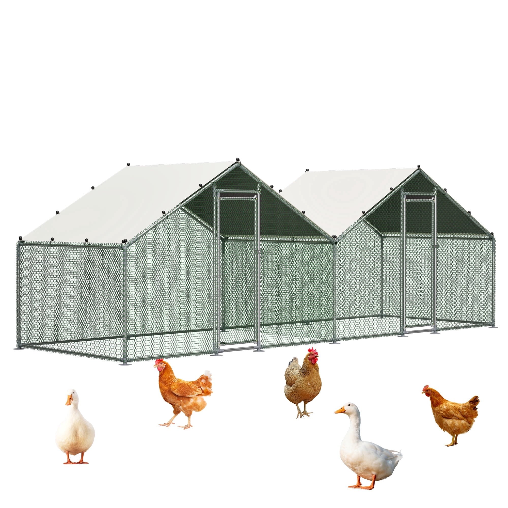 6x2 Meters Walk-In Chicken Coop, Heavy Duty Metal Cage with Waterproof ...