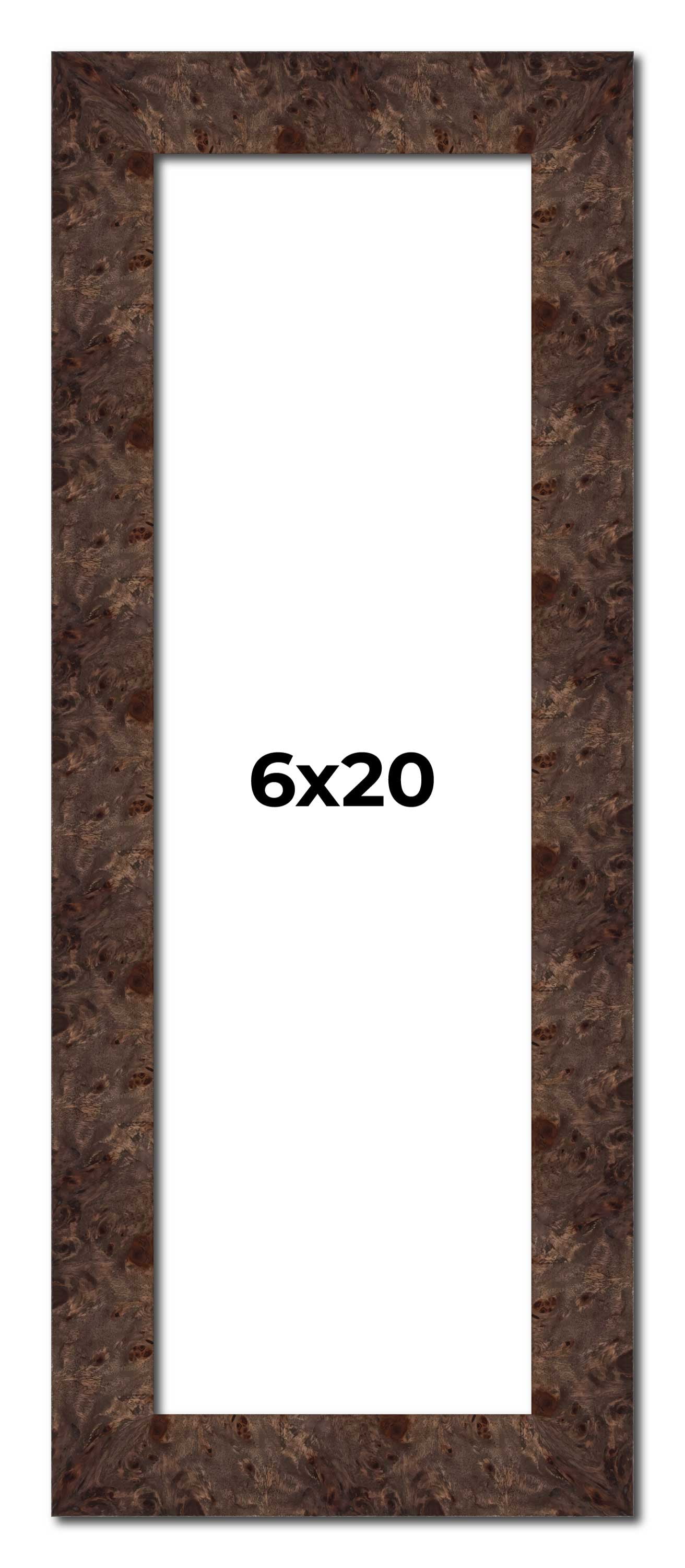 6x20 Frame Brown Burl Real Wood Picture Frame Width 1.625 Inches ...