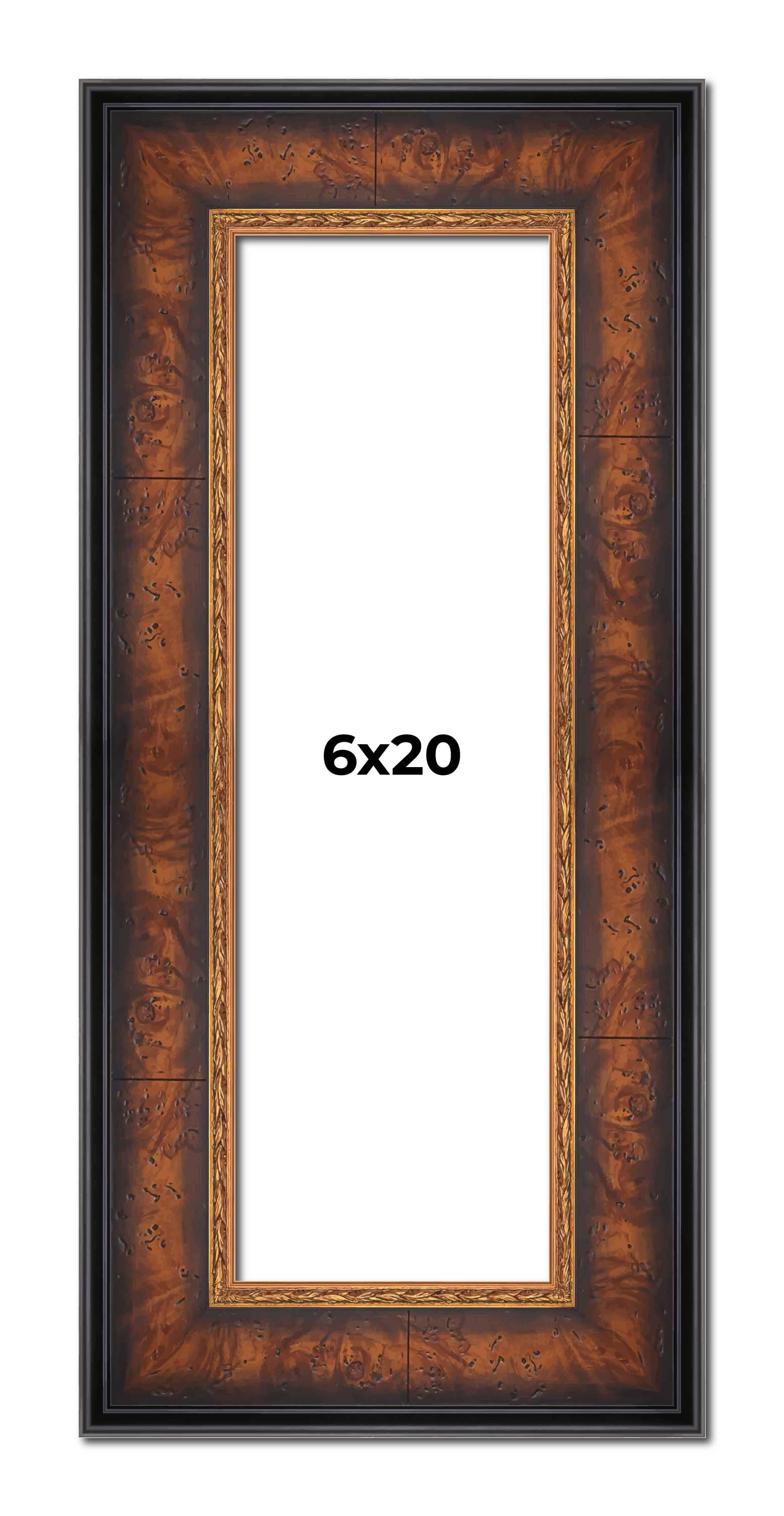 6x20 Frame Brown Walnut Gold Ornate Trim Solid Wood Plein Air Picture ...