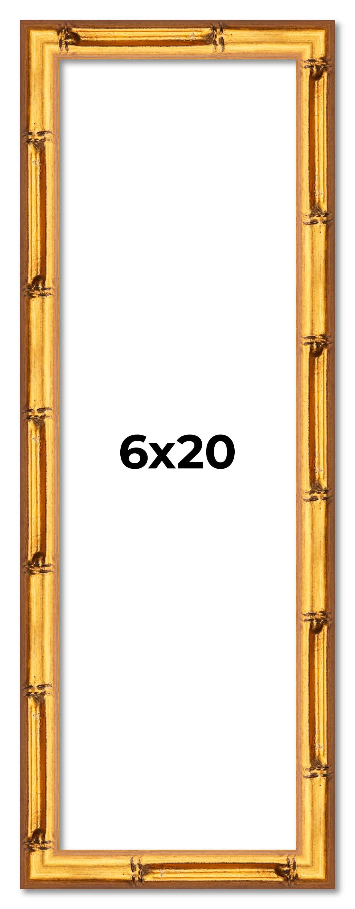 6x20 Frame Gold Bamboo Solid Wood Picture Frame | 1 Inch Moulding Width ...