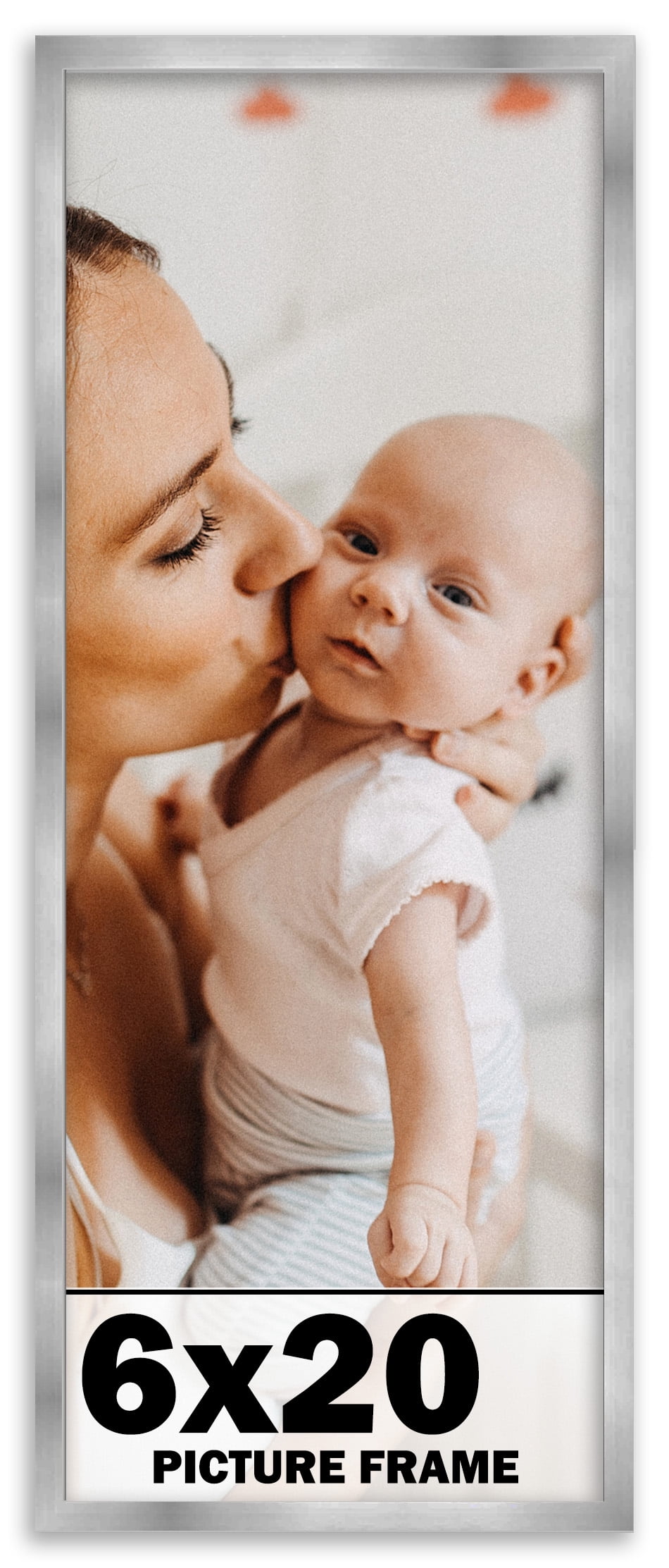 6x20 Frame Silver Stainless Steel Solid Wood Picture Frame | 0.75 Inch ...