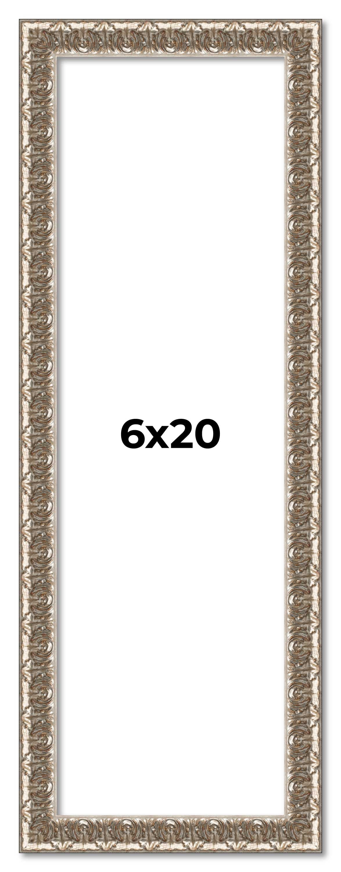 6x20 Frame Silver Versailles Ornate Solid Wood Picture Frame | 1 Inch ...