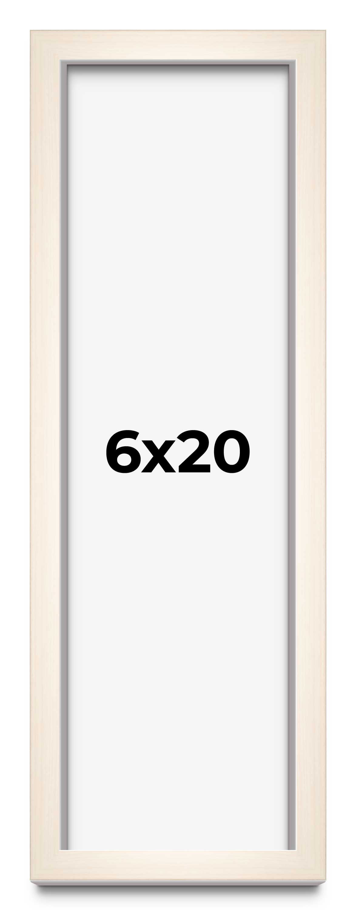 6x20 Frame White Wash Solid Wood Picture Frame | 0.75 Inch Moulding ...