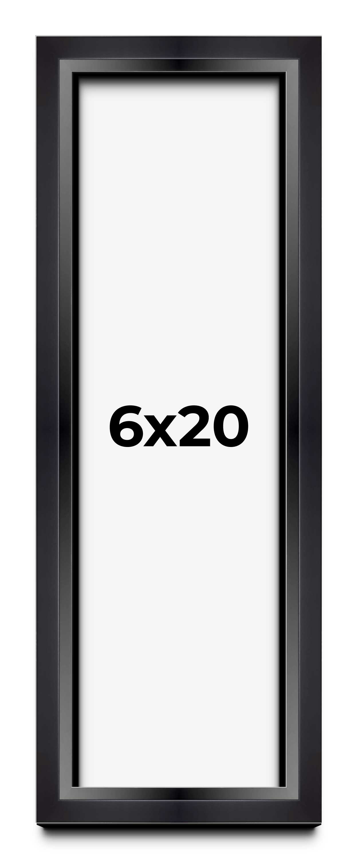 6x20 Shadow Box Frame Black | 1.25 inches Deep Real Wood Contemporary ...