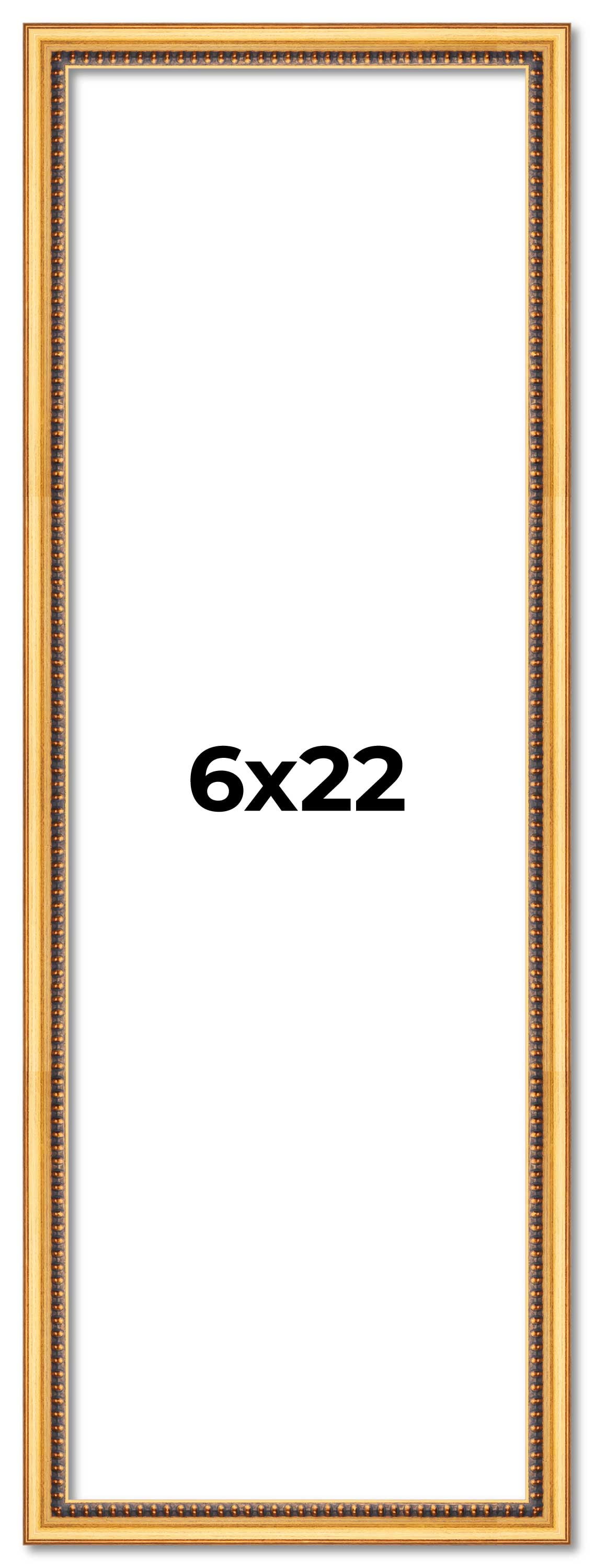 6x22 Frame Beaded Gold Solid Wood Picture Frame | 0.75 Inches Moulding ...