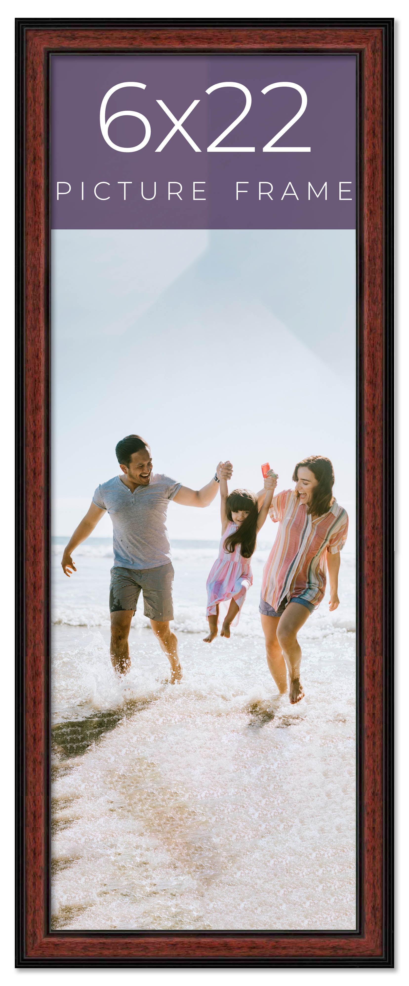 6x22 Frame Executive Brown Round Mahogany Finish Solid Wood Picture ...