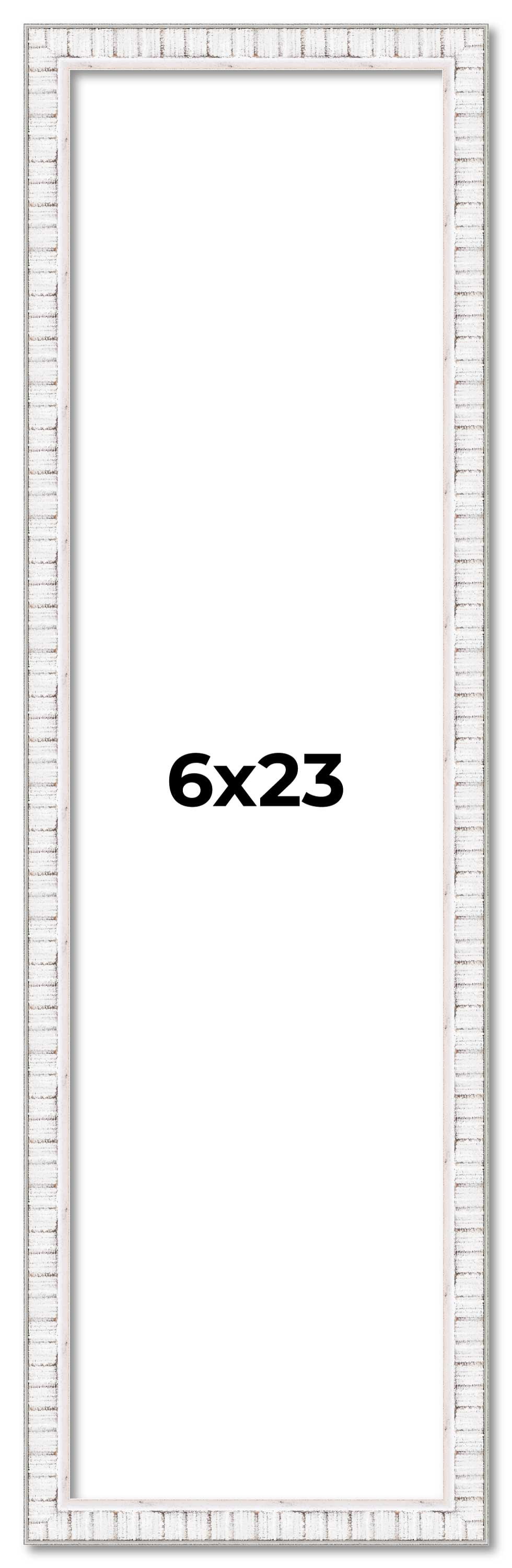 6x23 Frame White Scuffed Rustic Solid Wood Picture Frame | 0.75 Inch ...