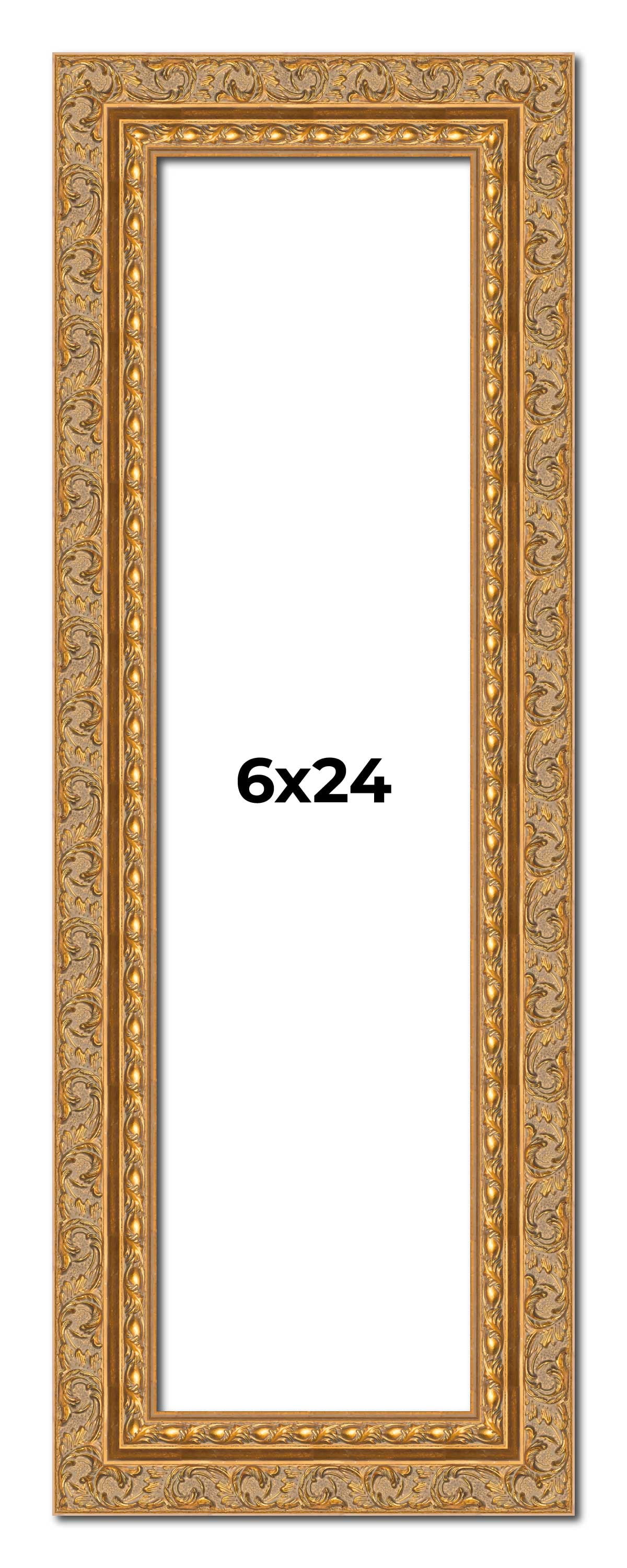 6x24 Frame Gold Ornate Solid Wood Picture Frame | 2 Inch Moulding Width ...