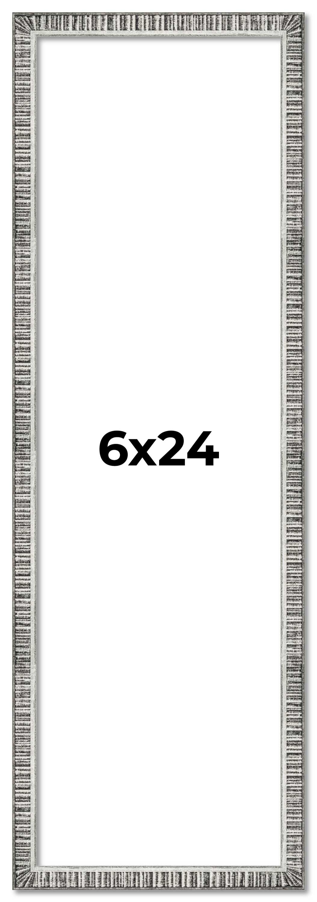 6x24 Frame Silver Grey Distressed Solid Wood Picture Frame | 0.75 Inch ...