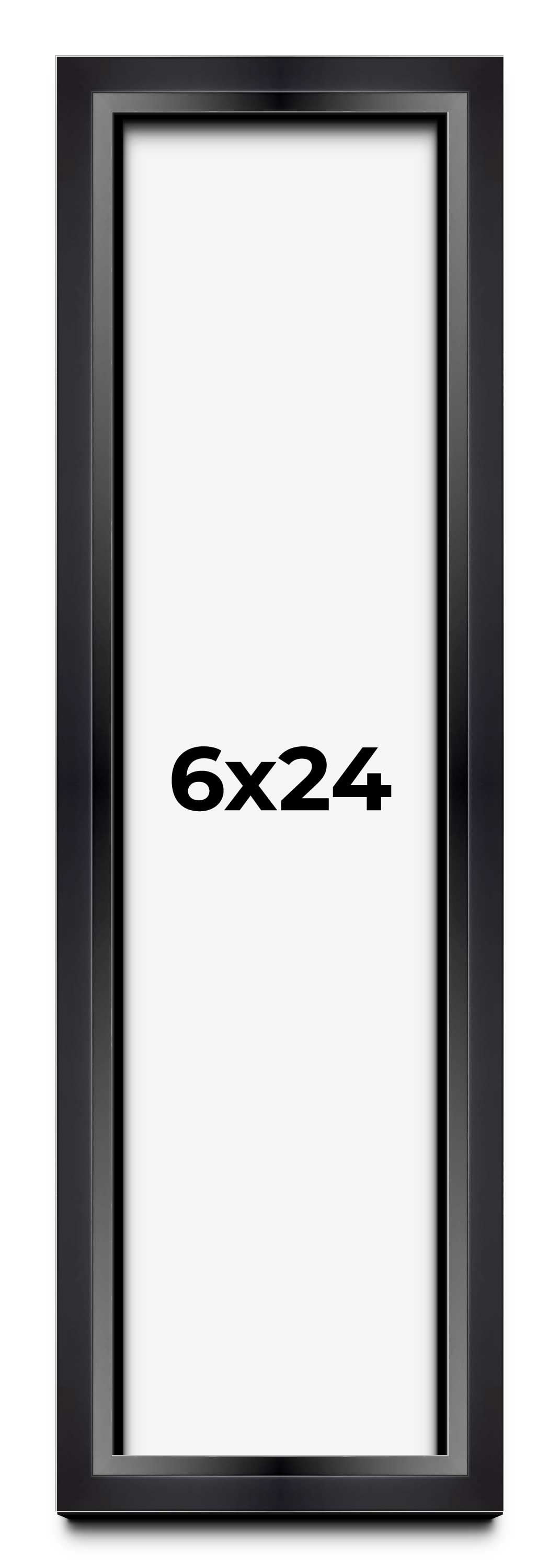 6x24 Shadow Box Frame Black | 1.25 inches Deep Real Wood Contemporary ...