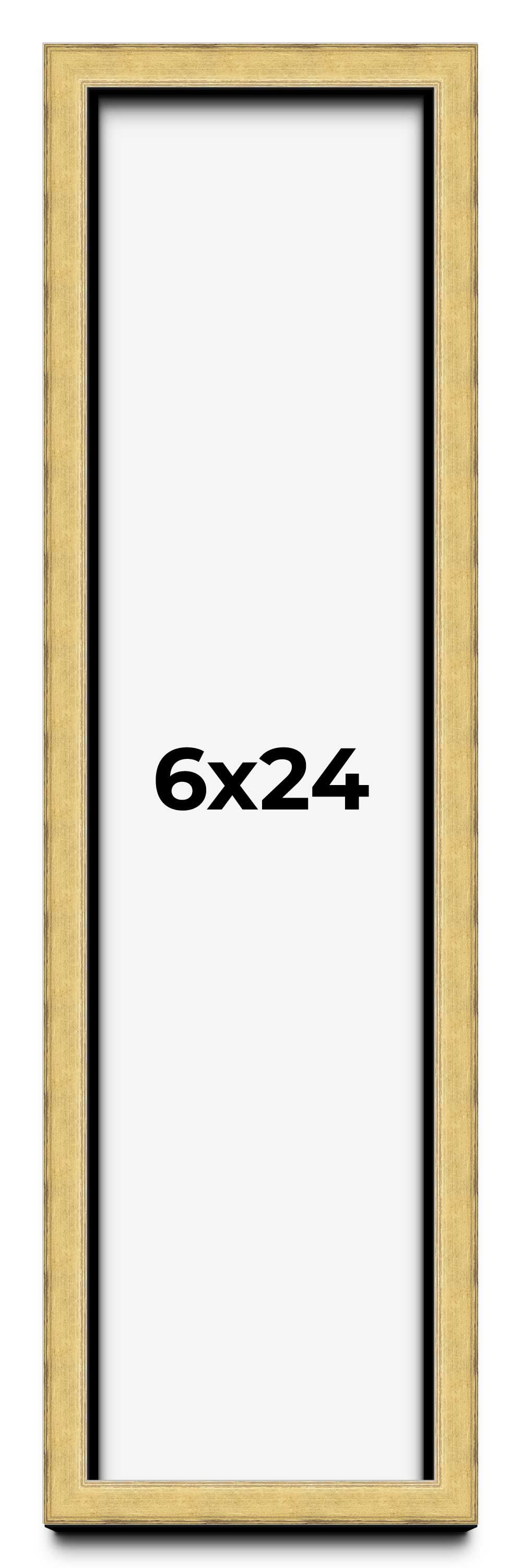 6x24 Shadow Box Frame Gold | 1.375 Inches Deep Real Wood Contemporary ...