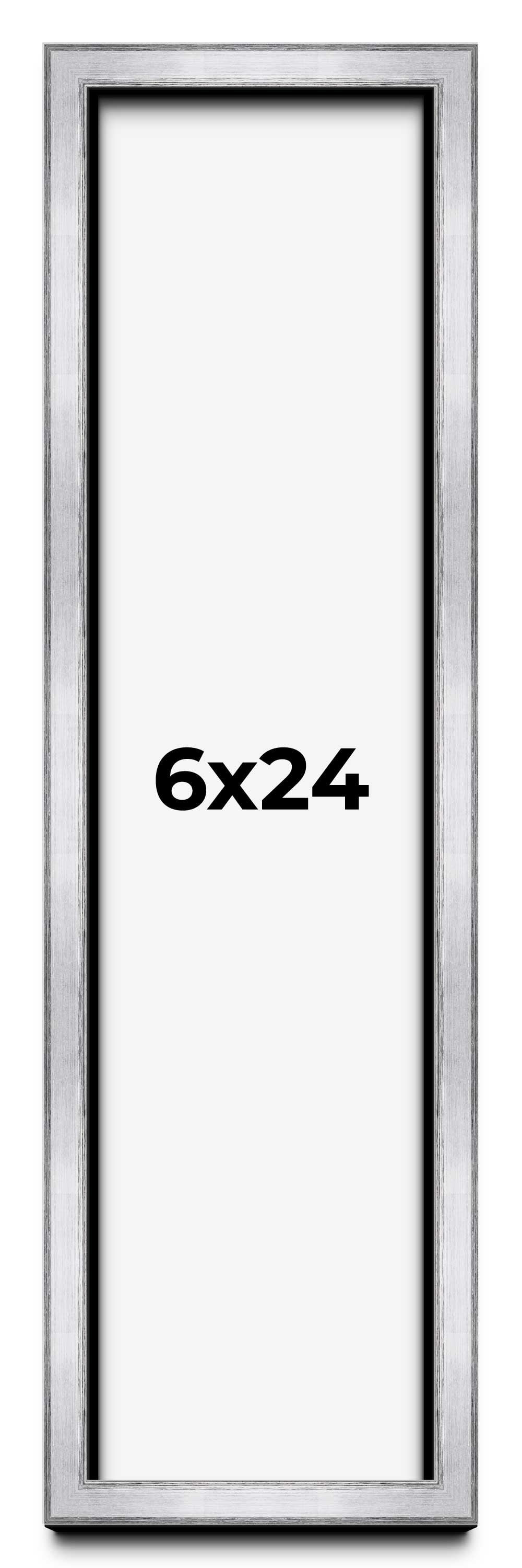 6x24 Shadow Box Frame Silver | 1.375 Inches Deep Real Wood Contemporary ...