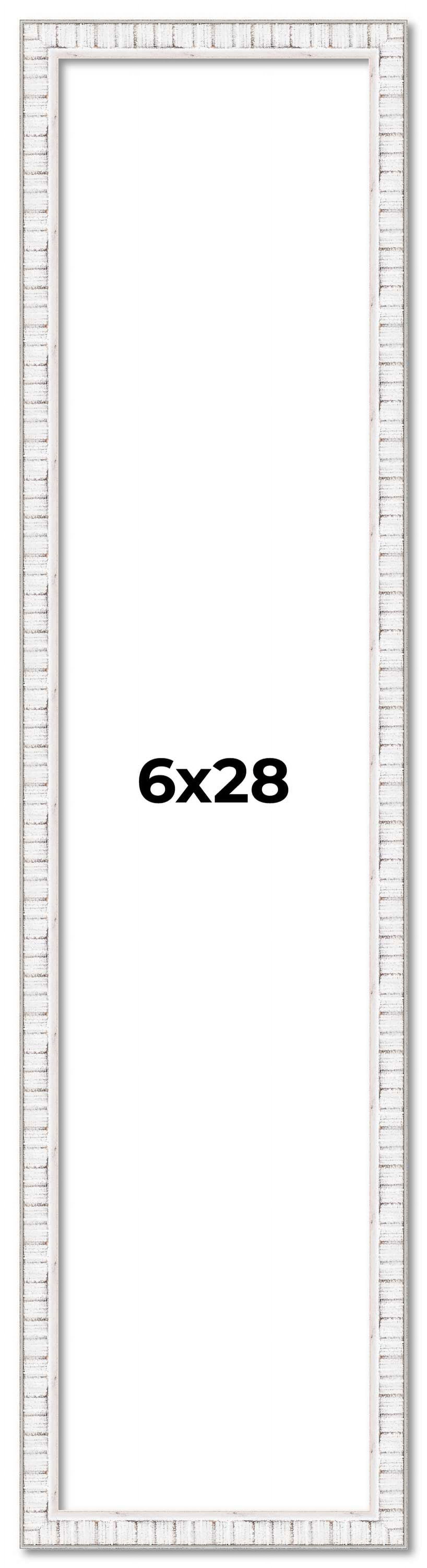 6x28 Frame White Scuffed Rustic Solid Wood Picture Frame | 0.75 Inch ...