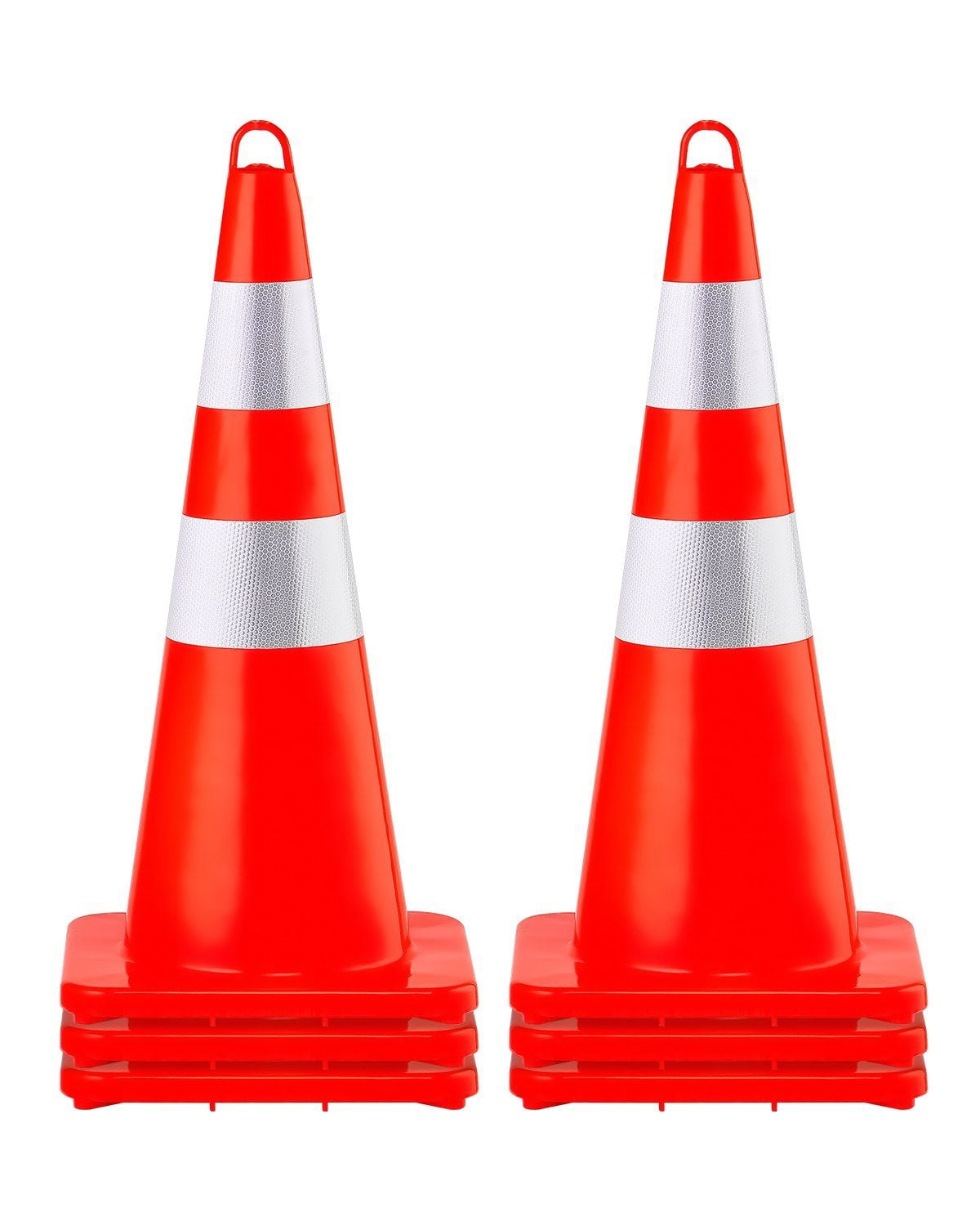 6x28 Inch Orange PVC Traffic Safety Cones with 2 Reflective Rings ...