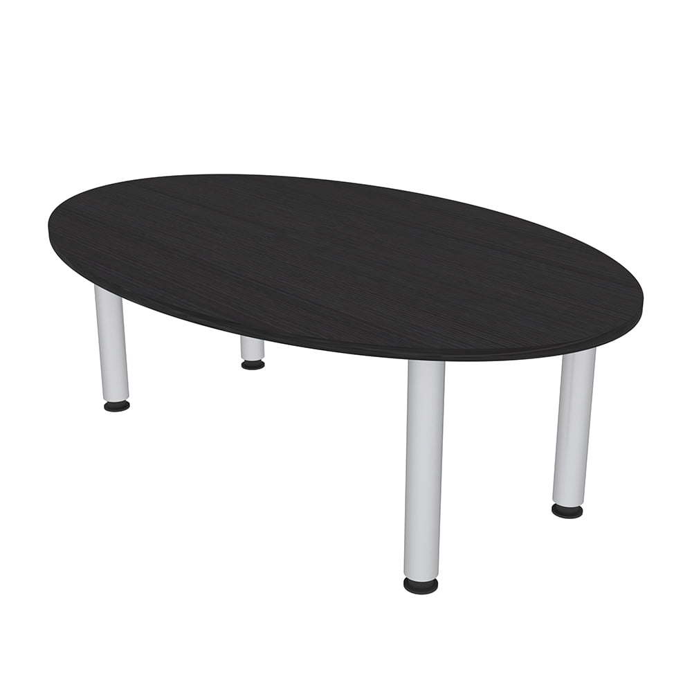 6x3 Oval Shaped Conference Room Table With Silver Legs Power And Data ...