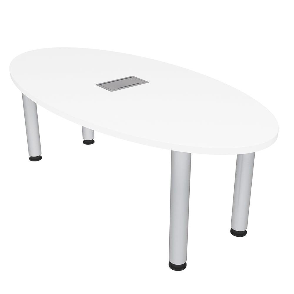 6x3 Oval Shaped Conference Room Table With Silver Legs Power And Data ...