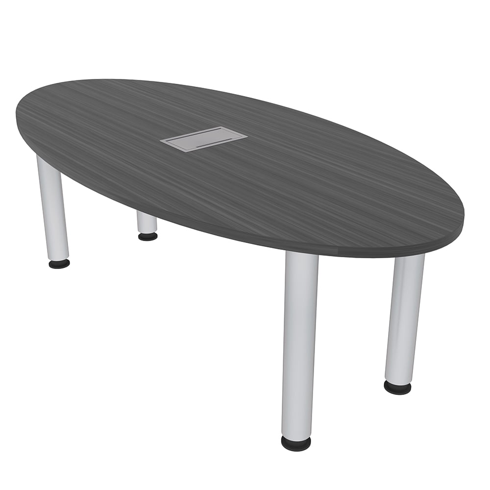 6x3 Oval Shaped Conference Room Table With Silver Legs Power And Data ...