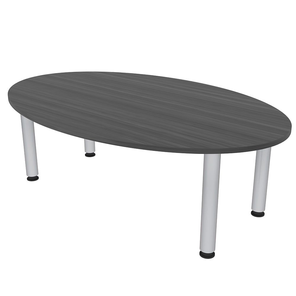6x3 Oval Shaped Conference Room Table With Silver Legs Power And Data ...
