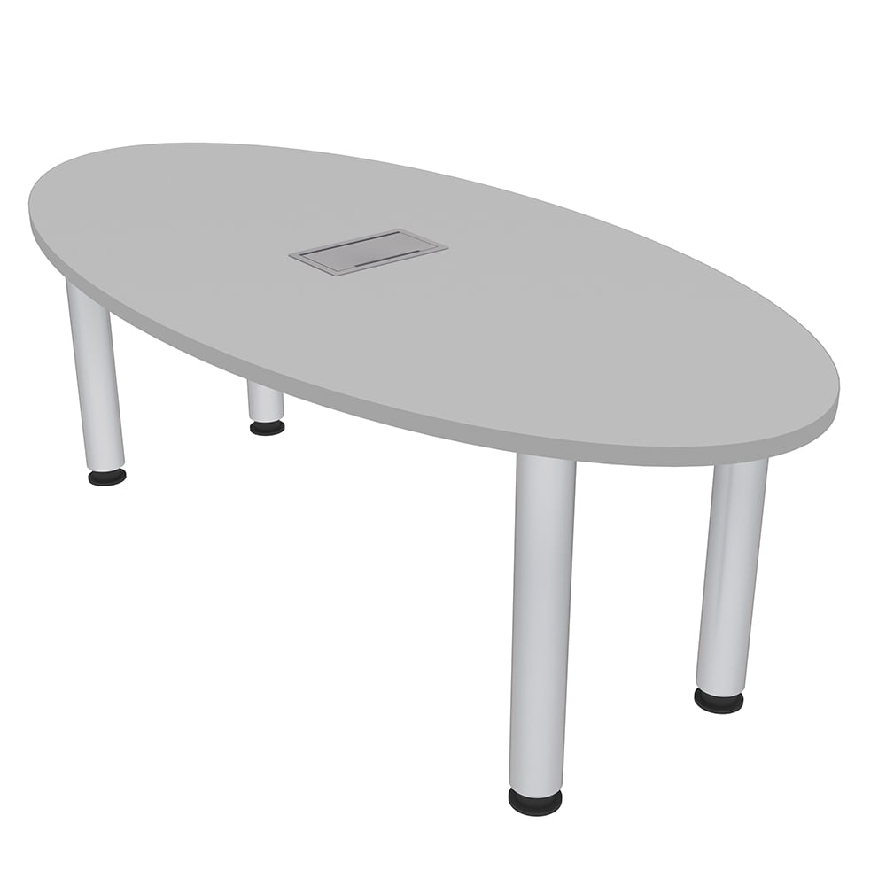6x3 Oval Shaped Conference Room Table With Silver Legs Power And Data ...
