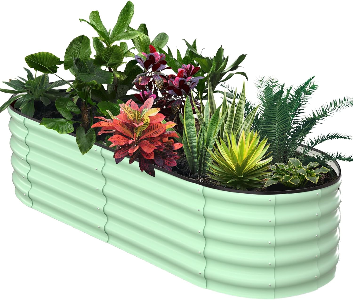 6x3x1.5 FT Galvanized Raised Beds for Outdoor, Oval Raised Garden Bed ...