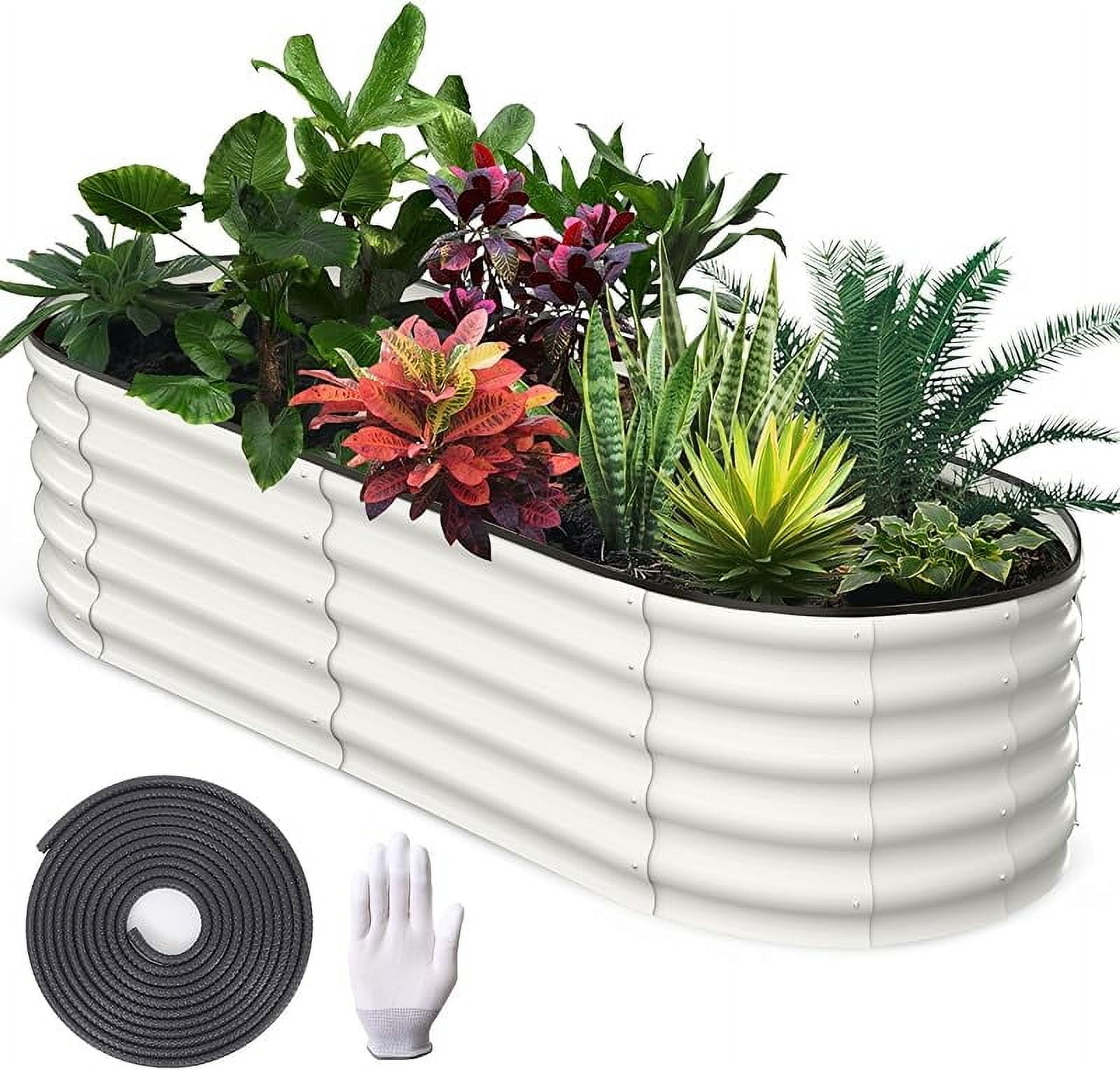 6x3x1.5 FT Galvanized Raised Beds for Outdoor, Oval Raised Garden Bed ...