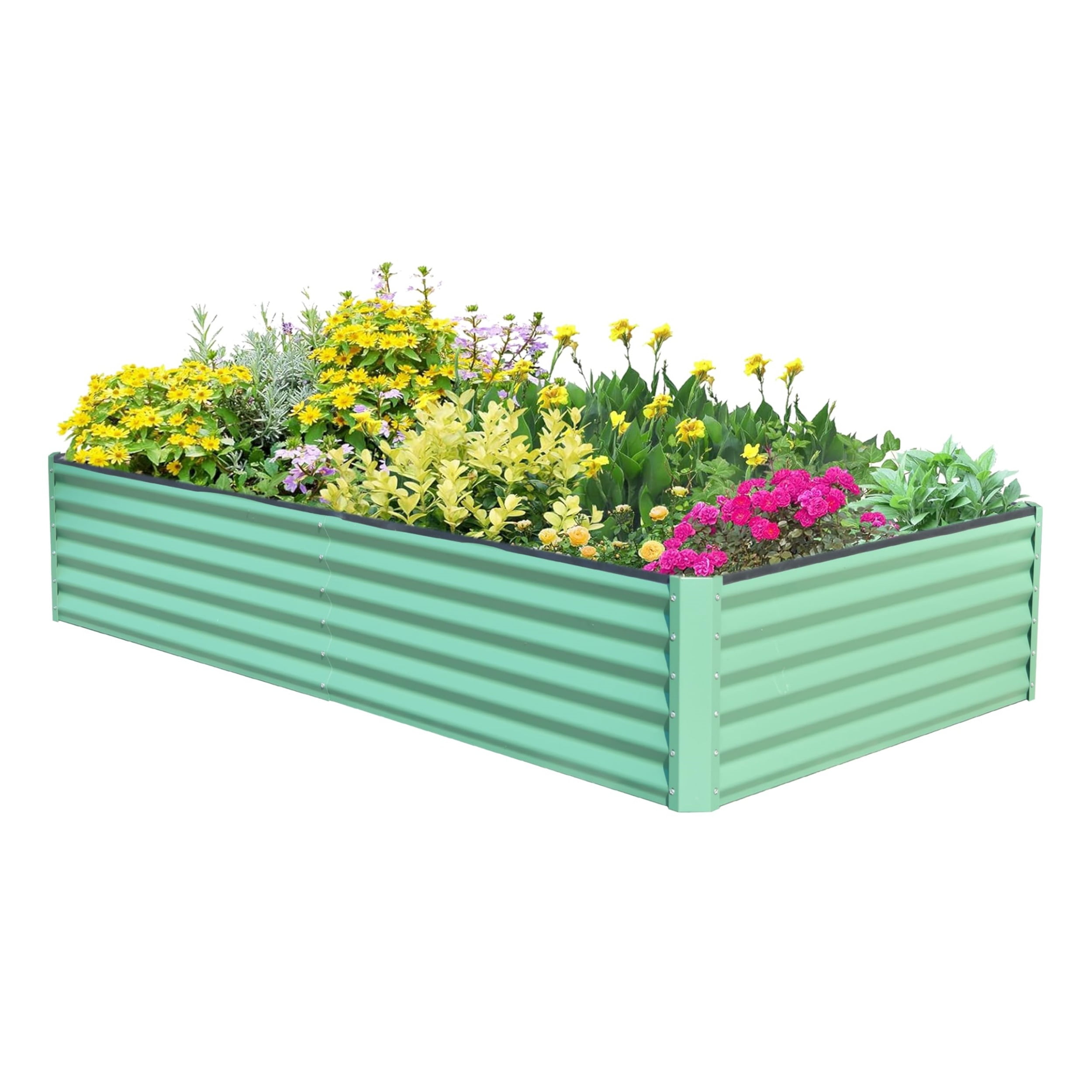 6x3x1.5Ft Galvanized Raised Garden Bed Kit for Vegetables, Large Rot ...