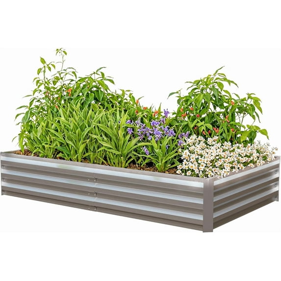 6x3x1 Ft Planter Raised Bed with Cover, Metal Planter Box with Cover ...