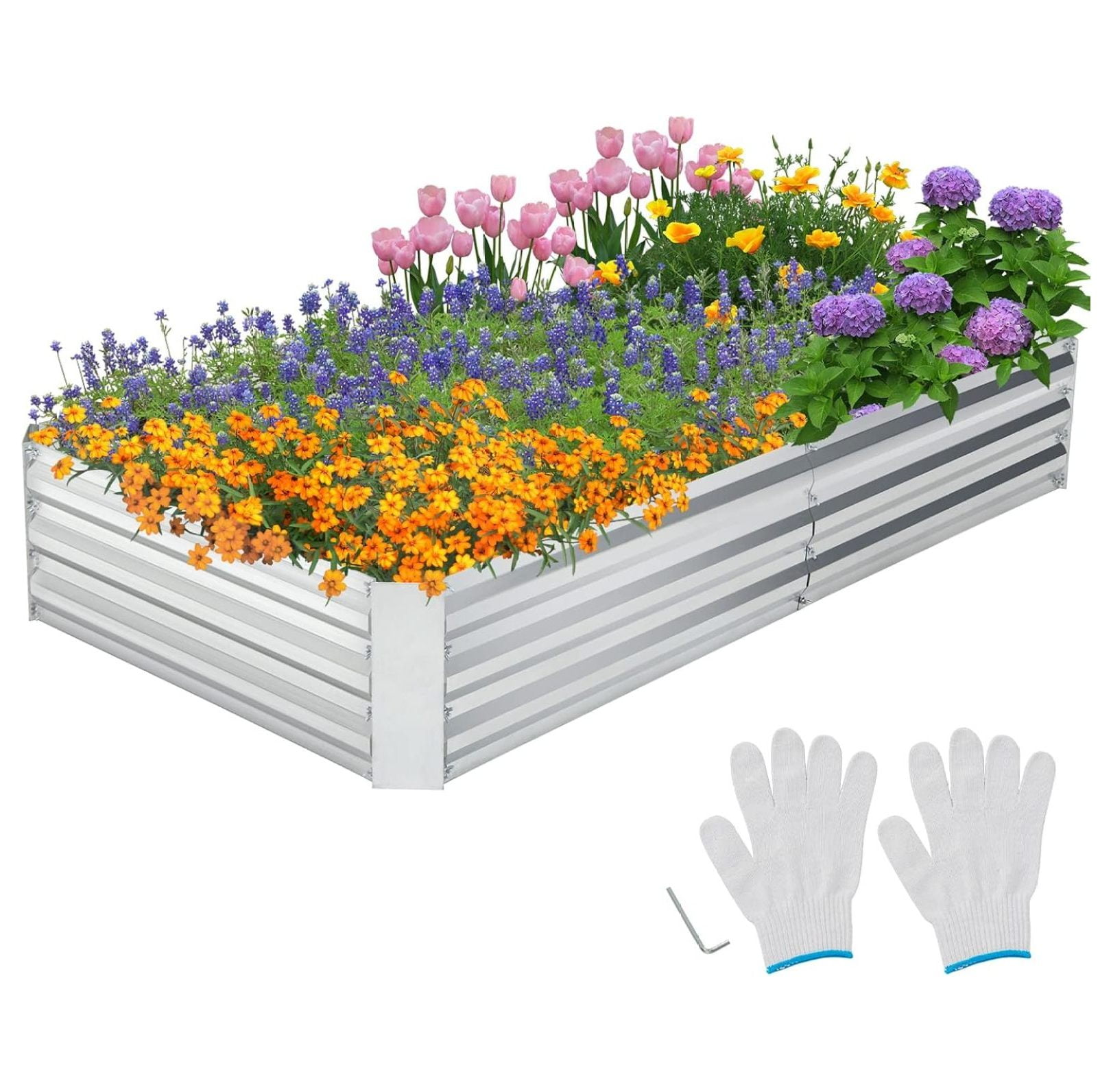 6x3x1FT Galvanized Raised Garden Bed, Outdoor Metal Planter Box for ...