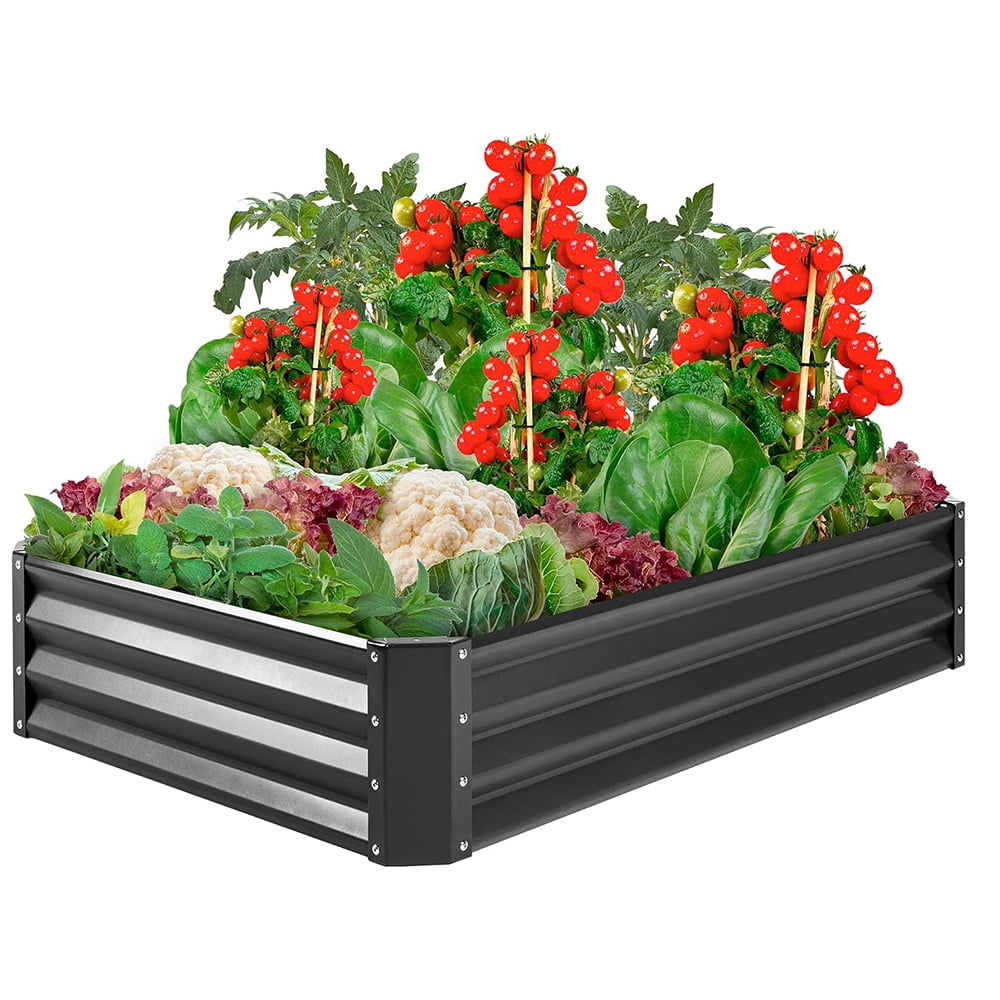 6x3x1ft Outdoor Metal Raised Garden Bed Box Vegetable Planter for ...