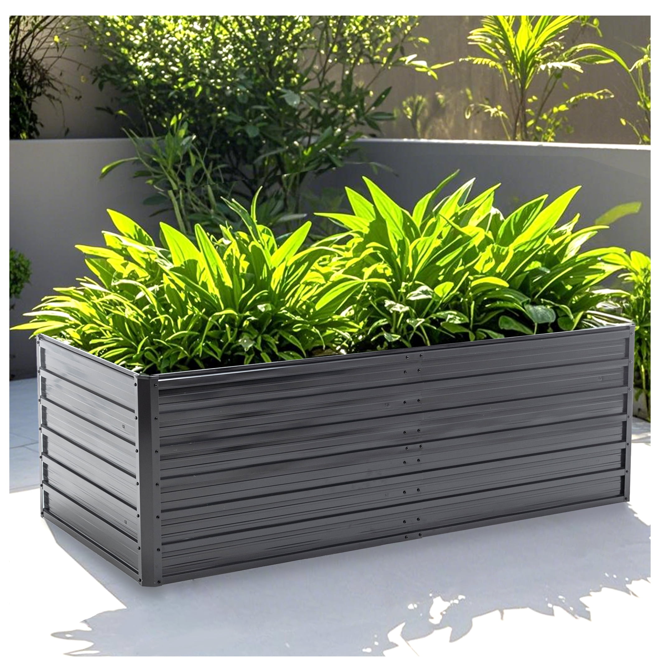 6x3x2 FT Metal Raised Garden Bed Outdoor Reinforced Galvanized ...