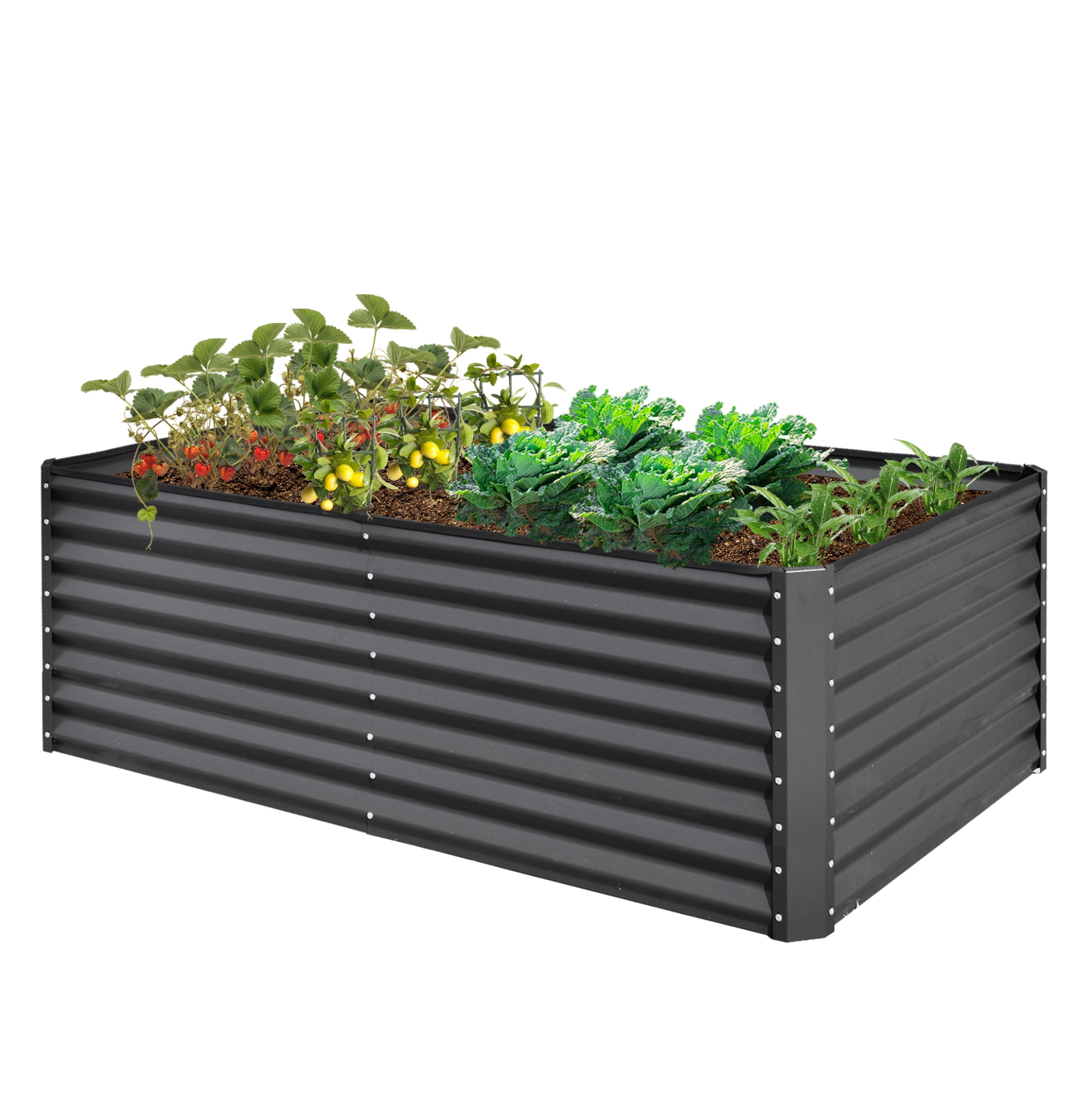 6x3x2ft Galvanized Raised Garden Bed, Outdoor Planter Garden Boxes Large Metal Planter Box for ...