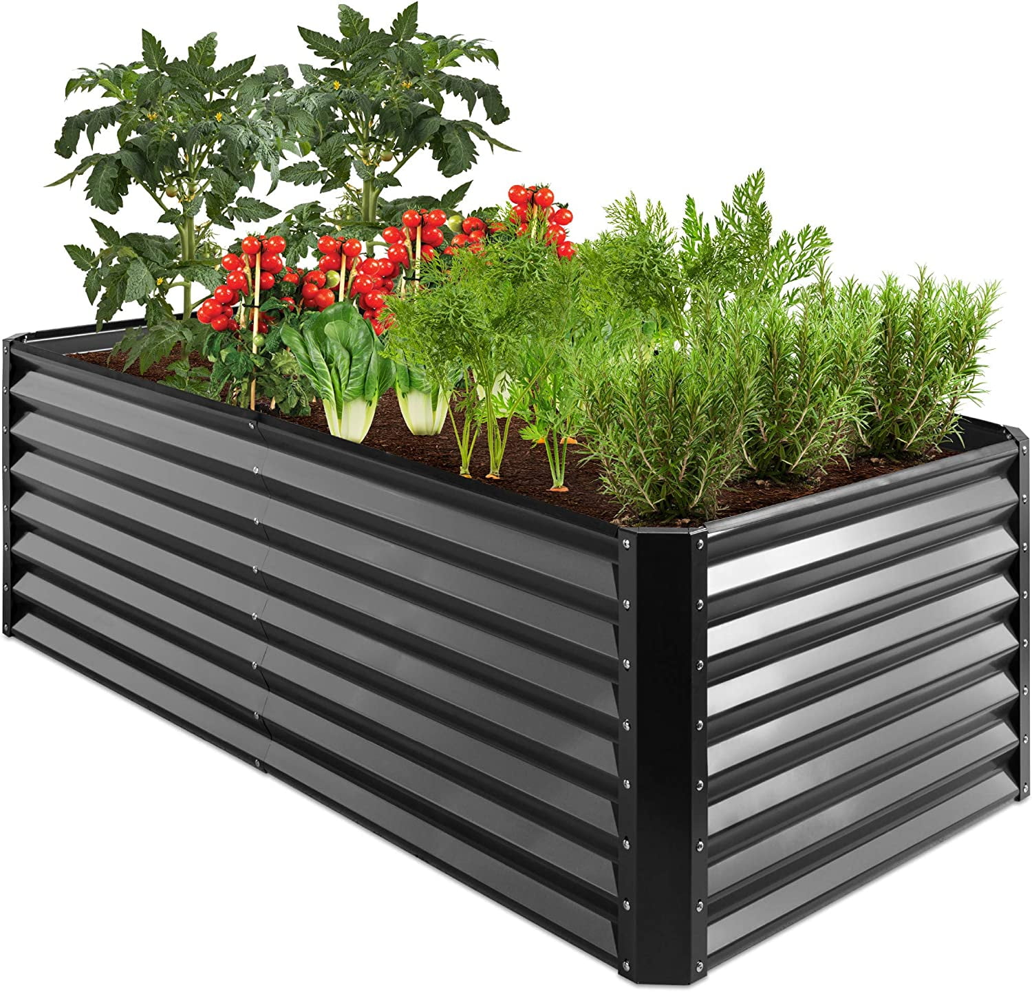 6x3x2ft Outdoor Metal Raised Garden Bed - Deep Root Box Planter for ...