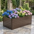 Metal Elevated Raised Garden Bed Wood Grain Color Rust-Resistant Steel ...