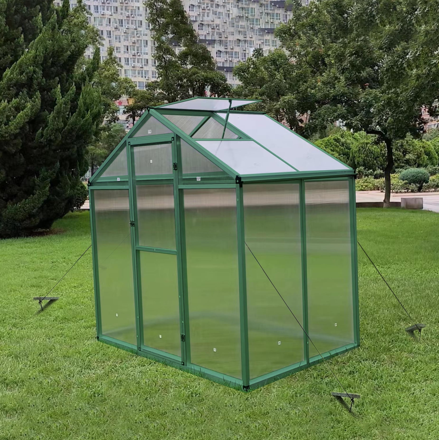 6x4 FT Greenhouse for Outdoors with Quick Setup Structure and Roof Vent ...