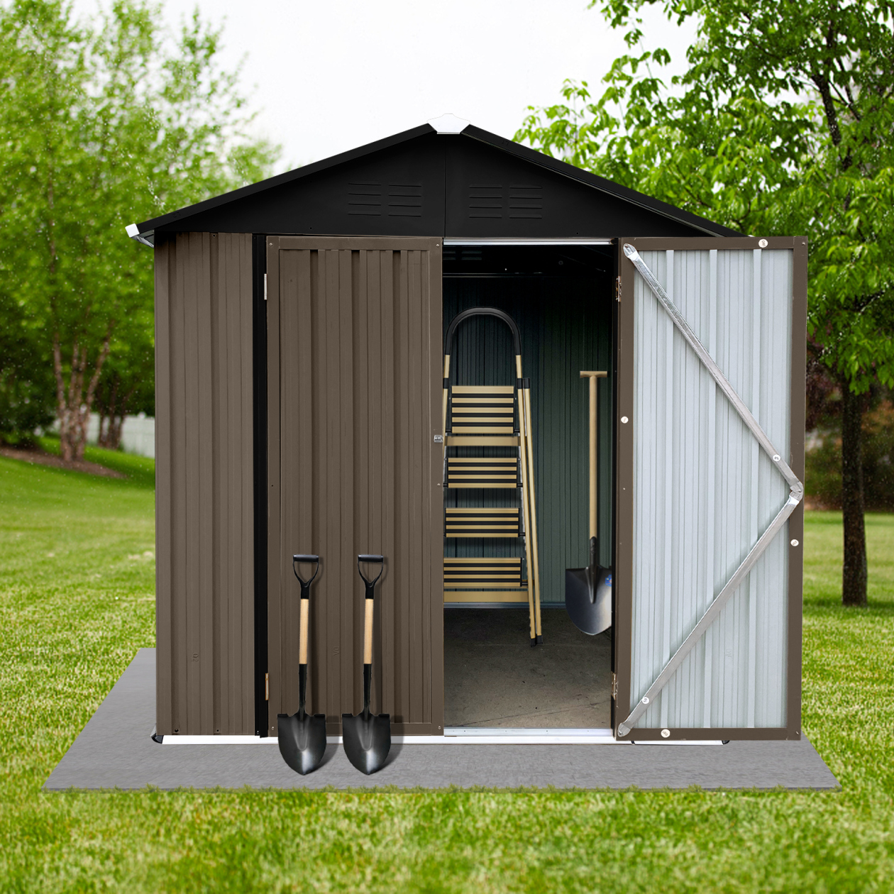 6x4 FT Outdoor Storage Shed, Garden Tool Storage Shed with Apex Roof ...