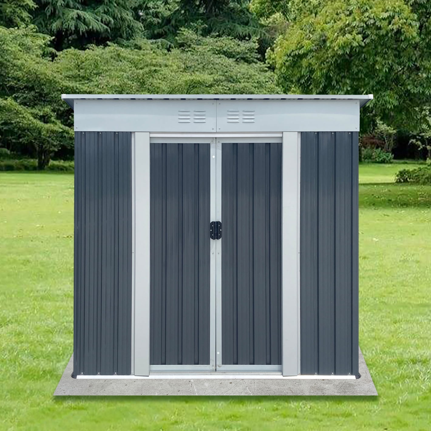 6x4 FT Outdoor Storage Shed, Utility Waterproof Tool Shed with Lockable ...