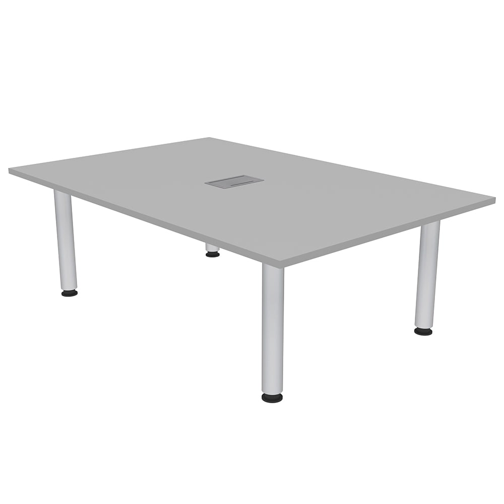 6x4 Rectangular Conference Table Silver Post Legs Electric And Data ...