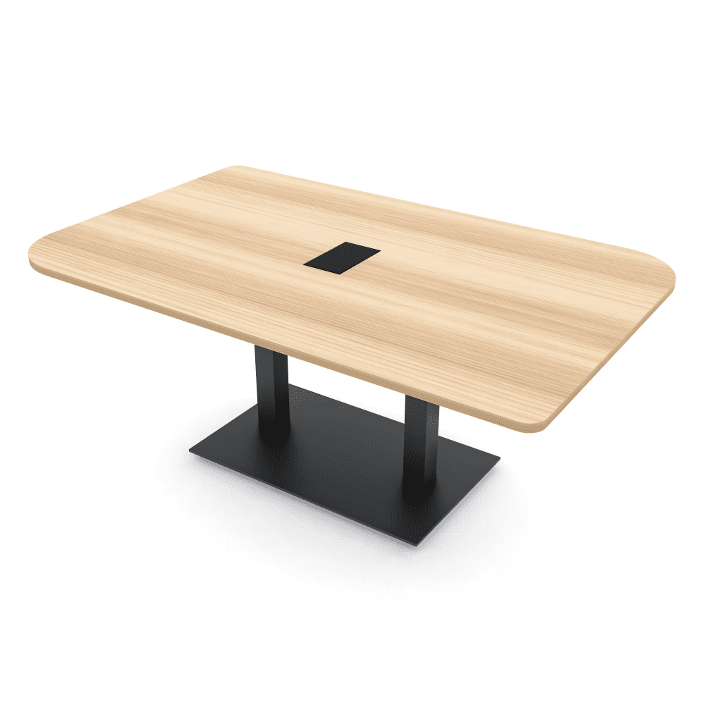 6x4 Rounded Corner Conference Table Metal Base And Electrical Module ...