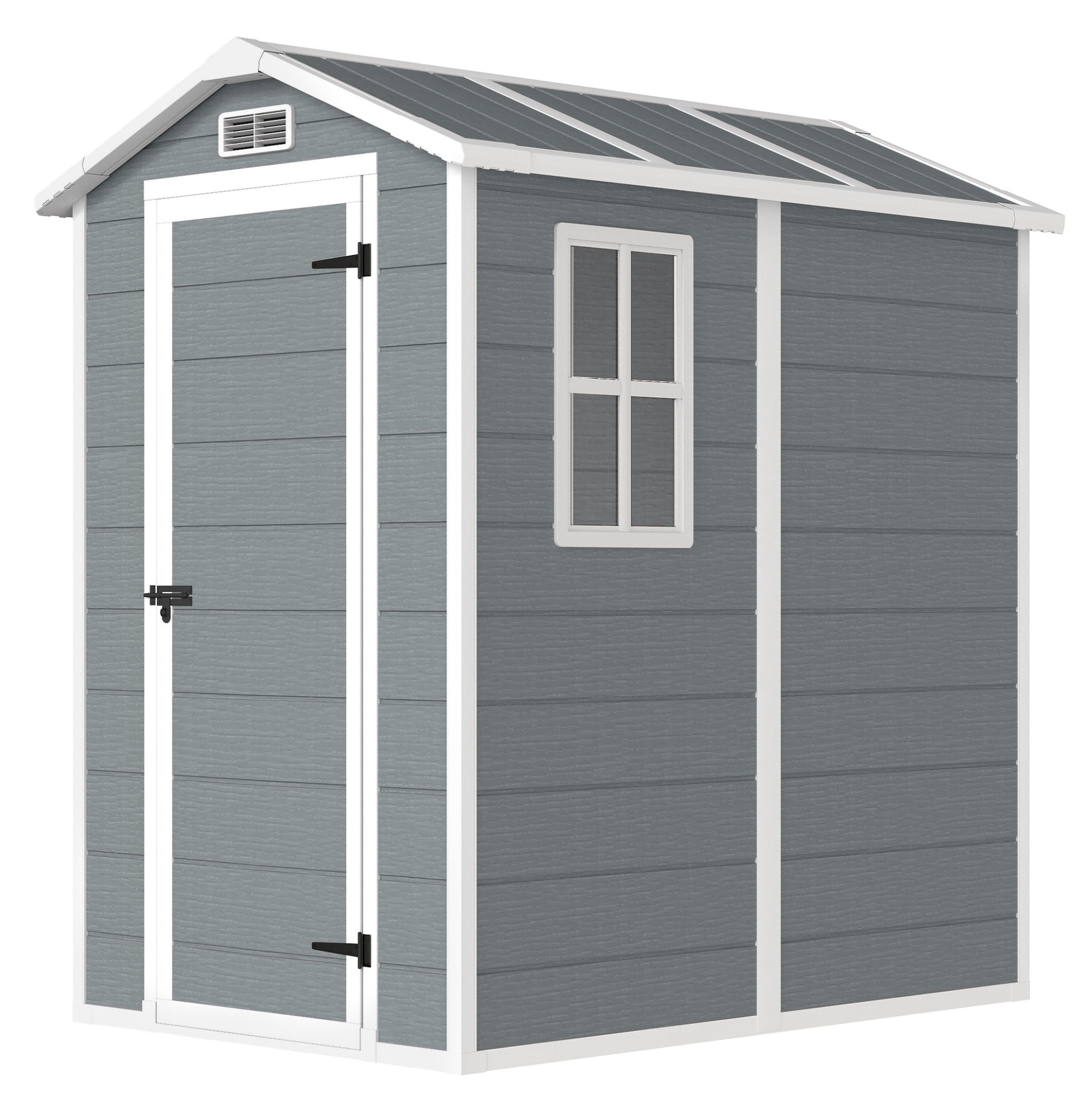 6x4 ft Outdoor Storage Shed Plastic Tool Shed Lockable Door Window ...