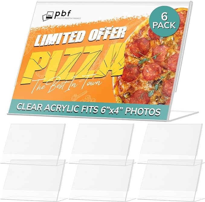 6x4 inch Acrylic Sign Holder | Vertical Stand Up Slanted Sign Holder ...