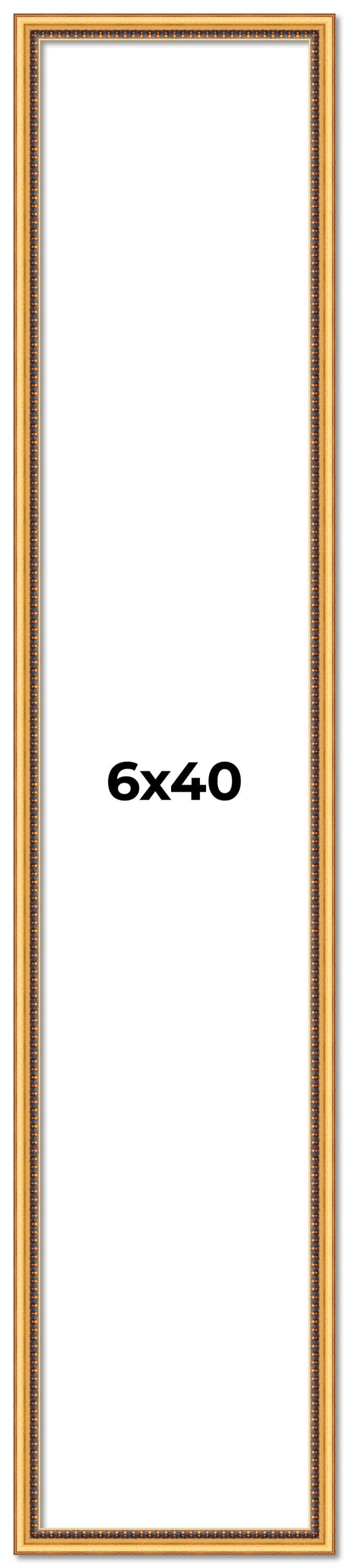 6x40 Frame Beaded Gold Solid Wood Picture Frame | 0.75 Inches Moulding ...